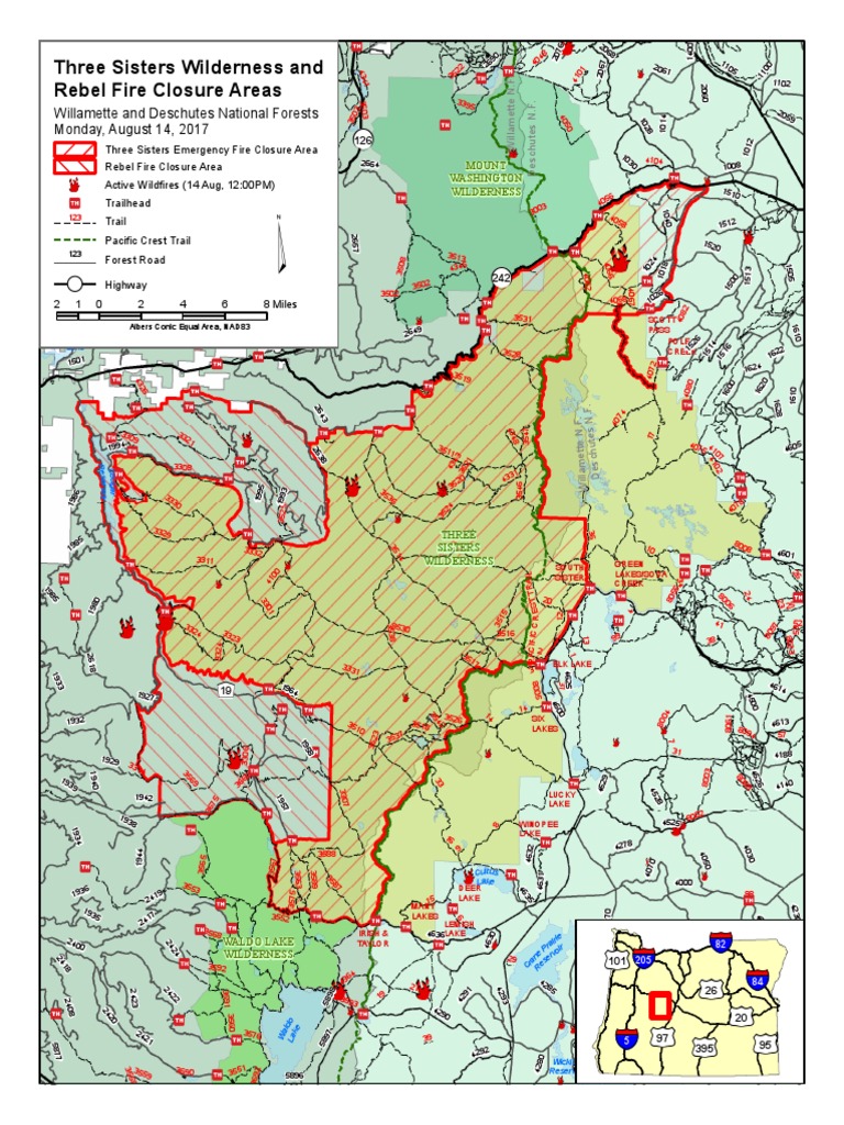 Three Sisters Wilderness Closure Map Public | Wildfire | Nature | Free ...