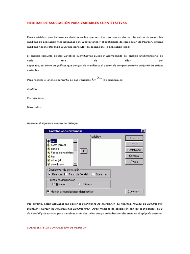 Medidas de Asociación para Variables Cuantitativas | PDF | Covarianza | Correlación y dependencia