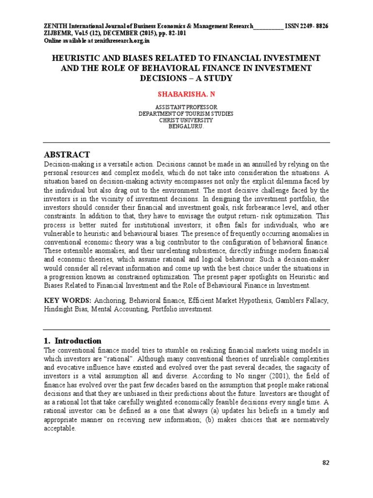 Heuristic and Biases Related To Financia PDF | PDF | Behavioral ...