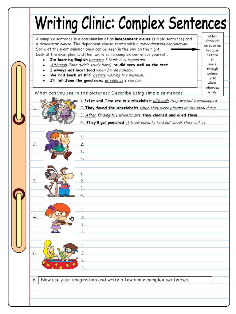 Writing Clinic Complex Sentences Fun Activities Games 5033 | PDF