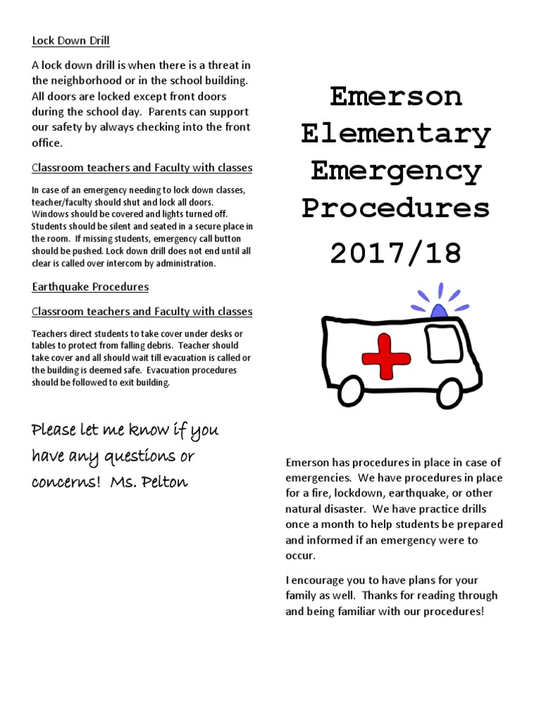 Emergency Plan Brochure 2016 | PDF | Emergency Evacuation | Teachers