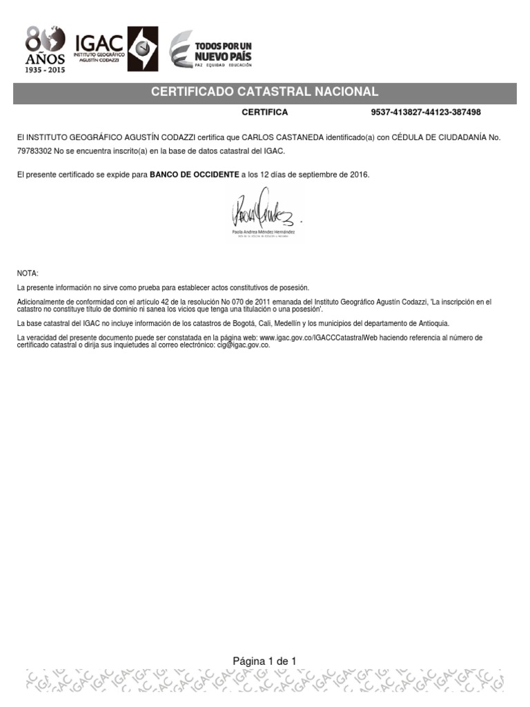 Certificado Igac | PDF