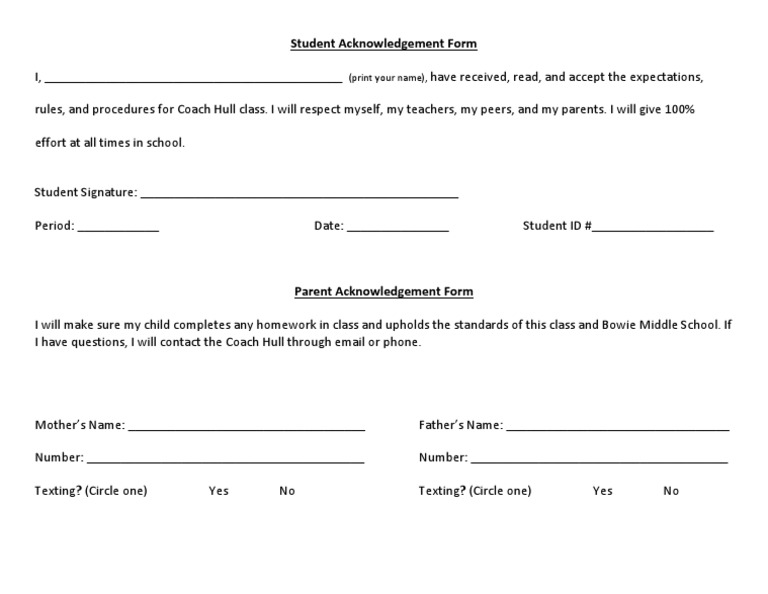 Student Acknowledgement Form | PDF