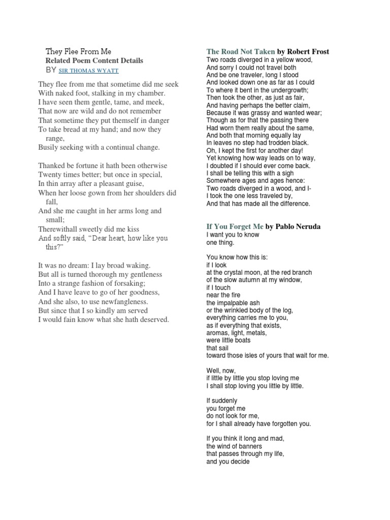 Related Poem Content Details: They Flee From Me | PDF