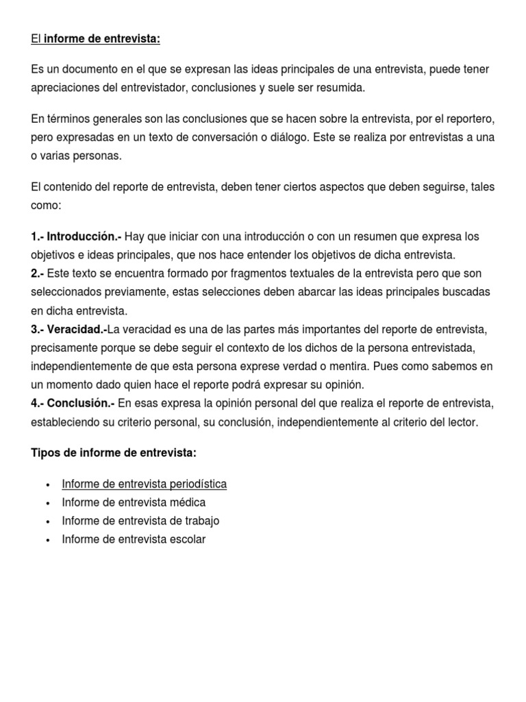 El Reporte De Entrevista Pdf