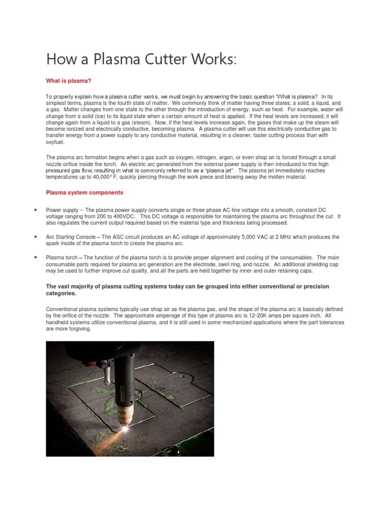 How A Plasma Cutter Works | PDF | Electric Arc | Plasma (Physics)