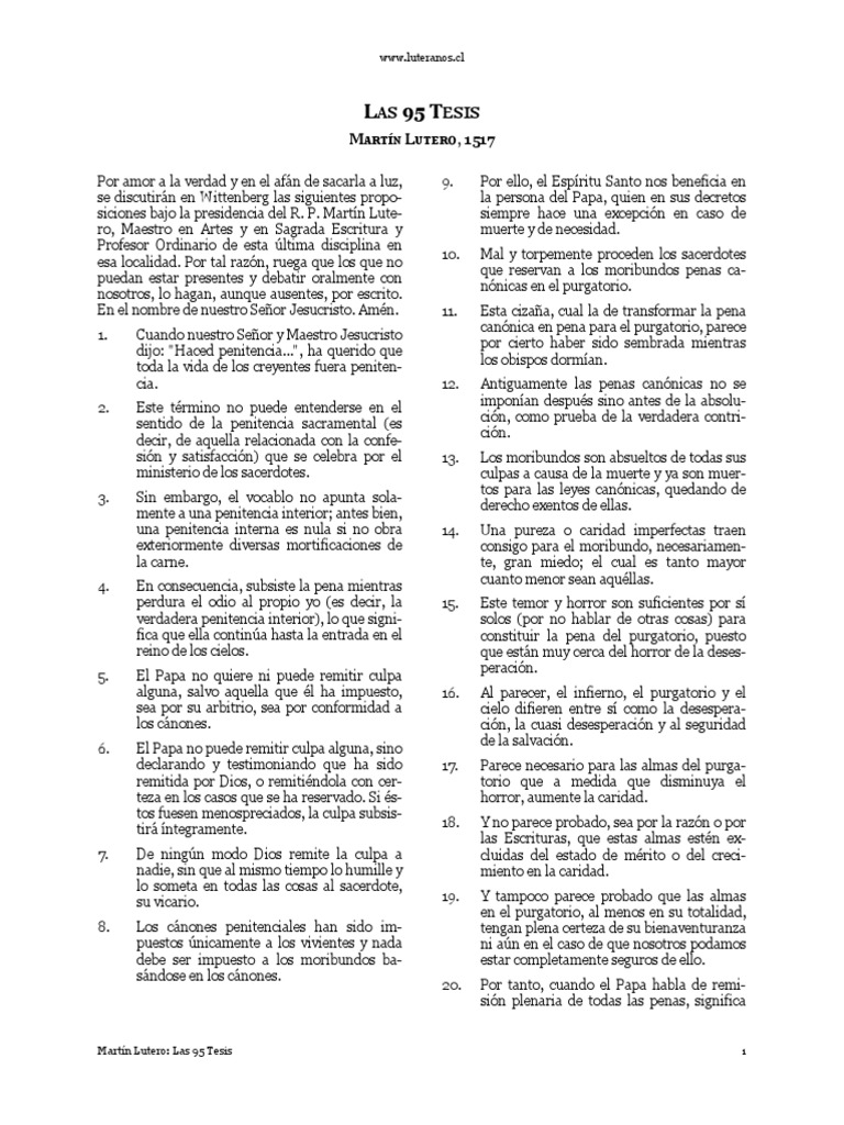 95 Tesis de Martín Lutero Explicadas | PDF | Indulgencia | Purgatorio