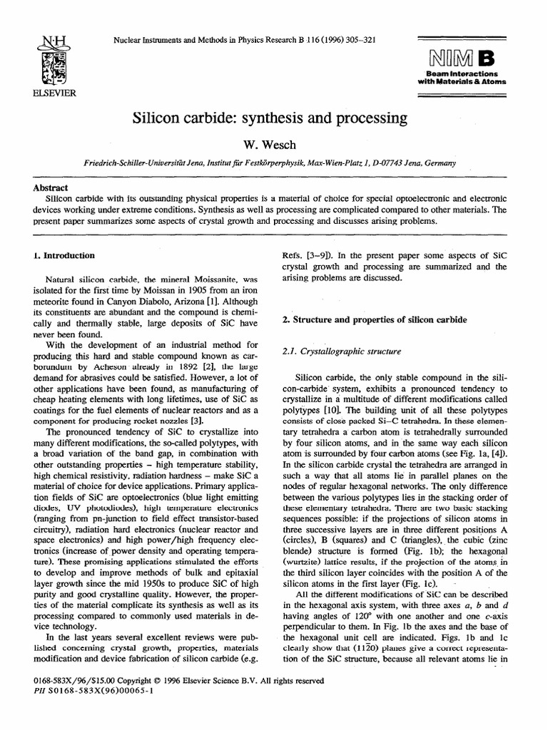 Silicon Carbide Synthesis and Processing | PDF | Epitaxy | Chemical ...