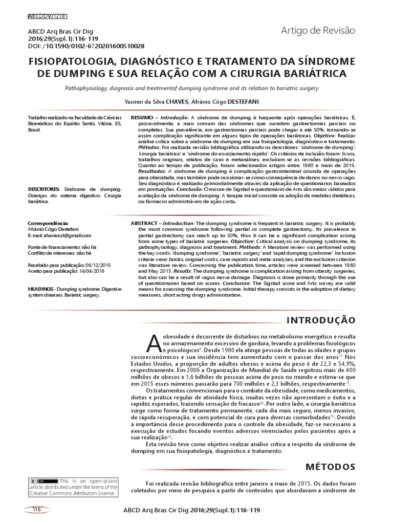 Síndrome de Dumping | PDF | Hipoglicemia | Diarreia