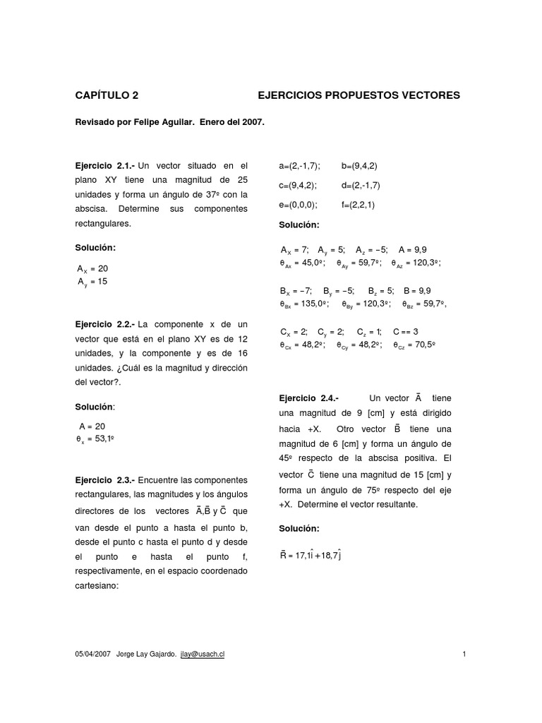 Ejercicios Resueltos - Vectores PDF | PDF