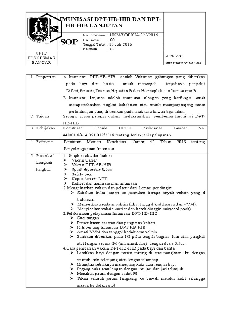 Sop Dpt-Hb-Hib | PDF
