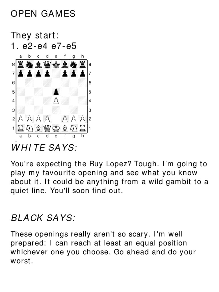 Chess Openings: Strategies for e4 e5 | PDF | Chess Openings ...