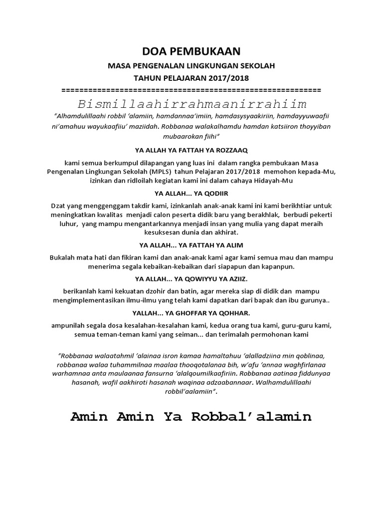 Doa Pembukaan | PDF