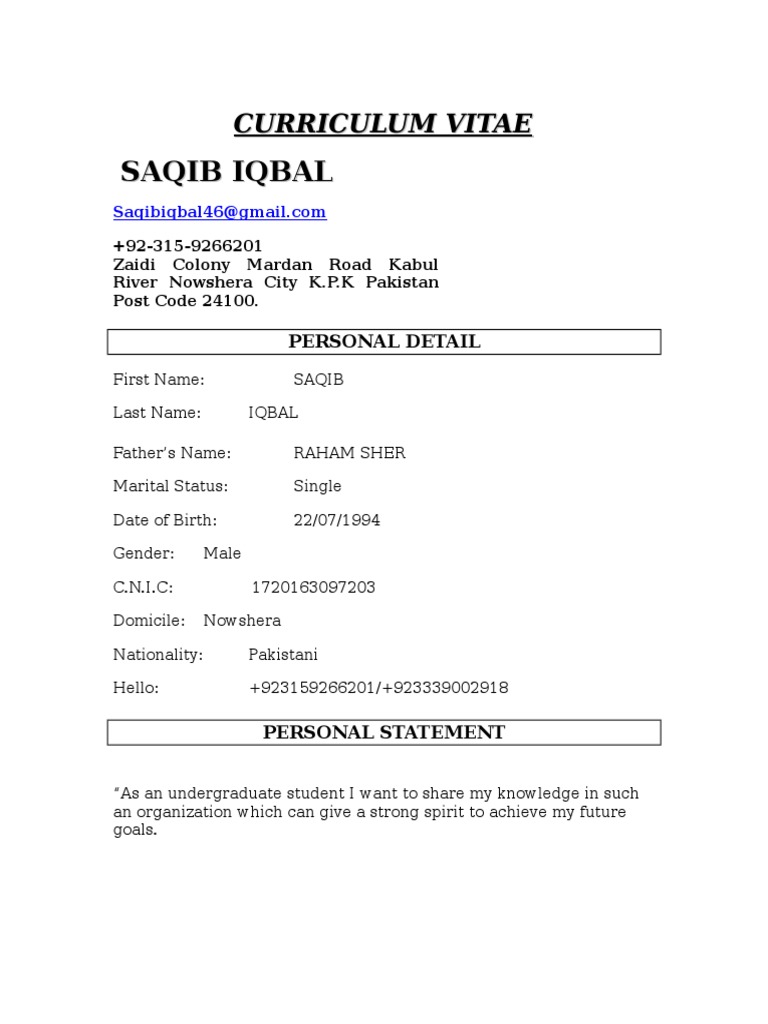 ROZEE CV 11777210 4749224 Saqib Iqbal | PDF