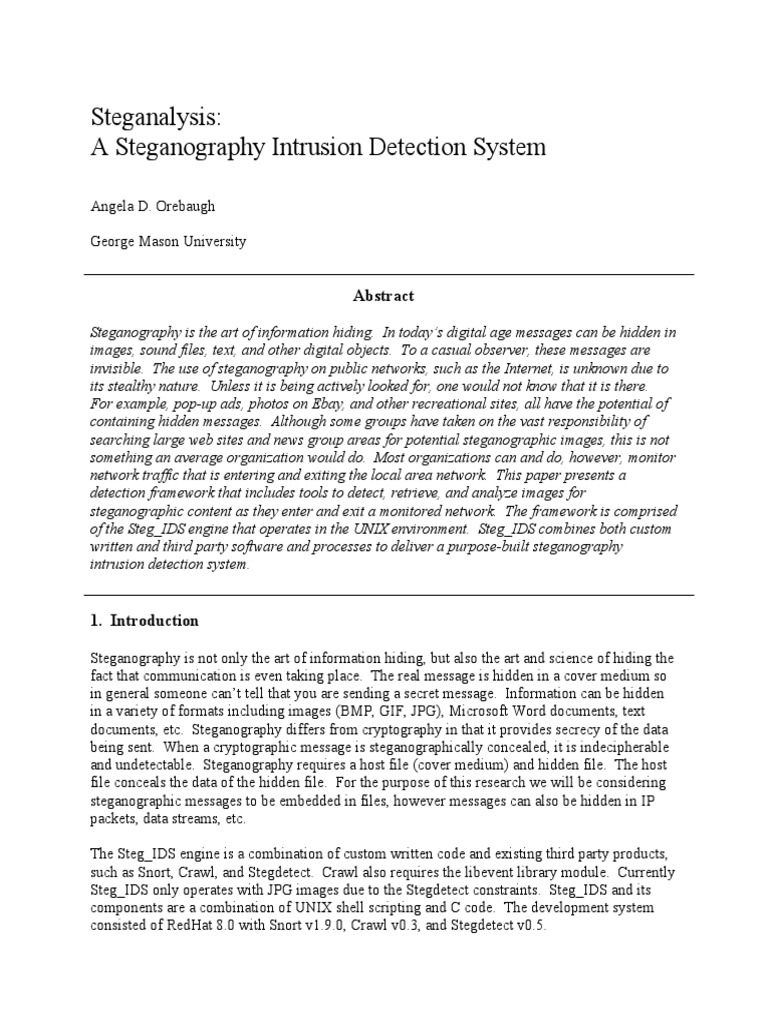 A Steganography Intrusion Detection System | PDF | Wavelet | Data ...