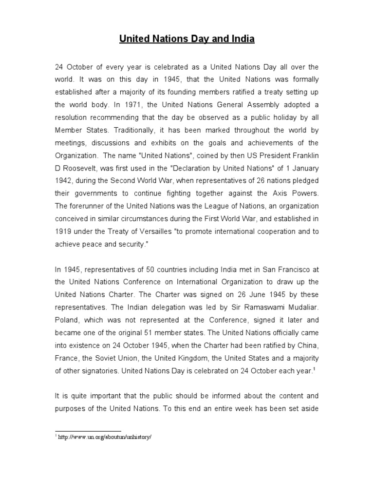 United Nations Day: India's Role and Impact | PDF | United Nations ...