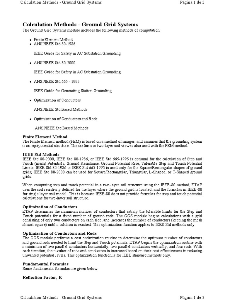 Calculation Methods - Ground Grid Systems - ETAP | PDF | Finite Element ...