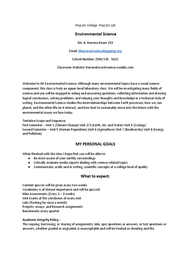 Environmental Science Syllabus 2017 - 2018 | PDF | Soil | Natural ...