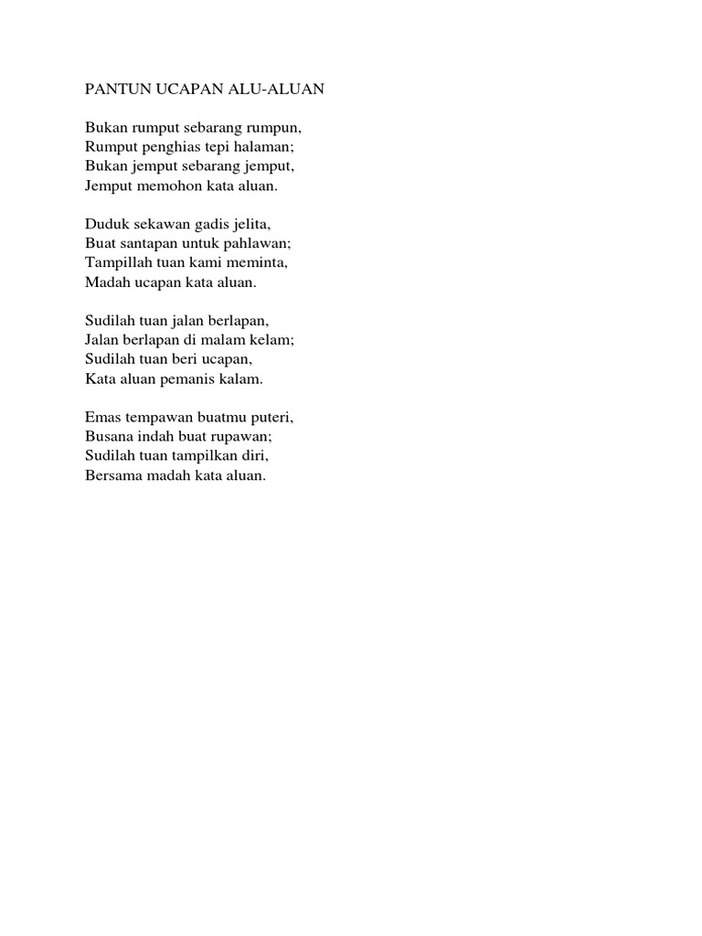 Pantun Ucapan Alu-Aluan | PDF