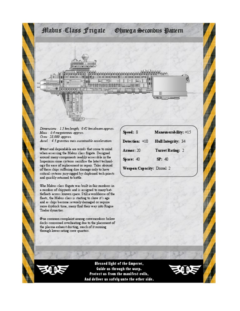 Rogue Trader Mabus Frigate Data Sheet | PDF