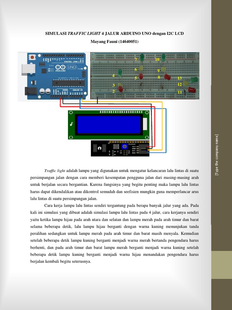 Simulasi Traffic Light 4 Jalur Arduino Uno Dengan I2c LCD | PDF