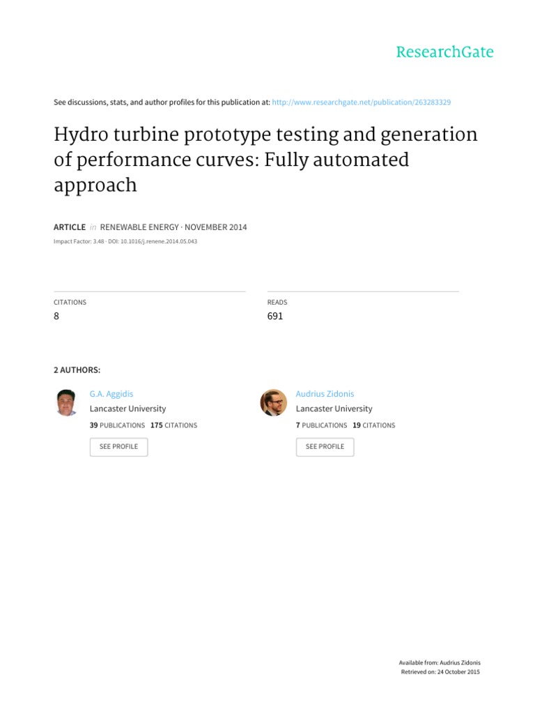 Hydro Turbine Prototype Testing and Generation of Performance Curves ...