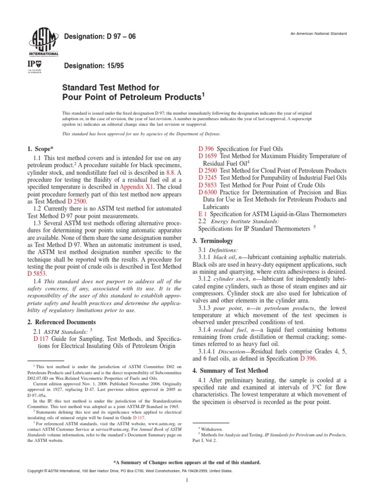 D97-Pour Point Petroleum Prod PDF | PDF | Thermometer | Fuel Oil