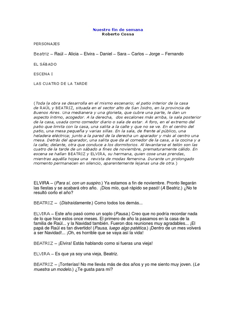 Nuestro Fin de Semana - Roberto Cossa | PDF | Ocio