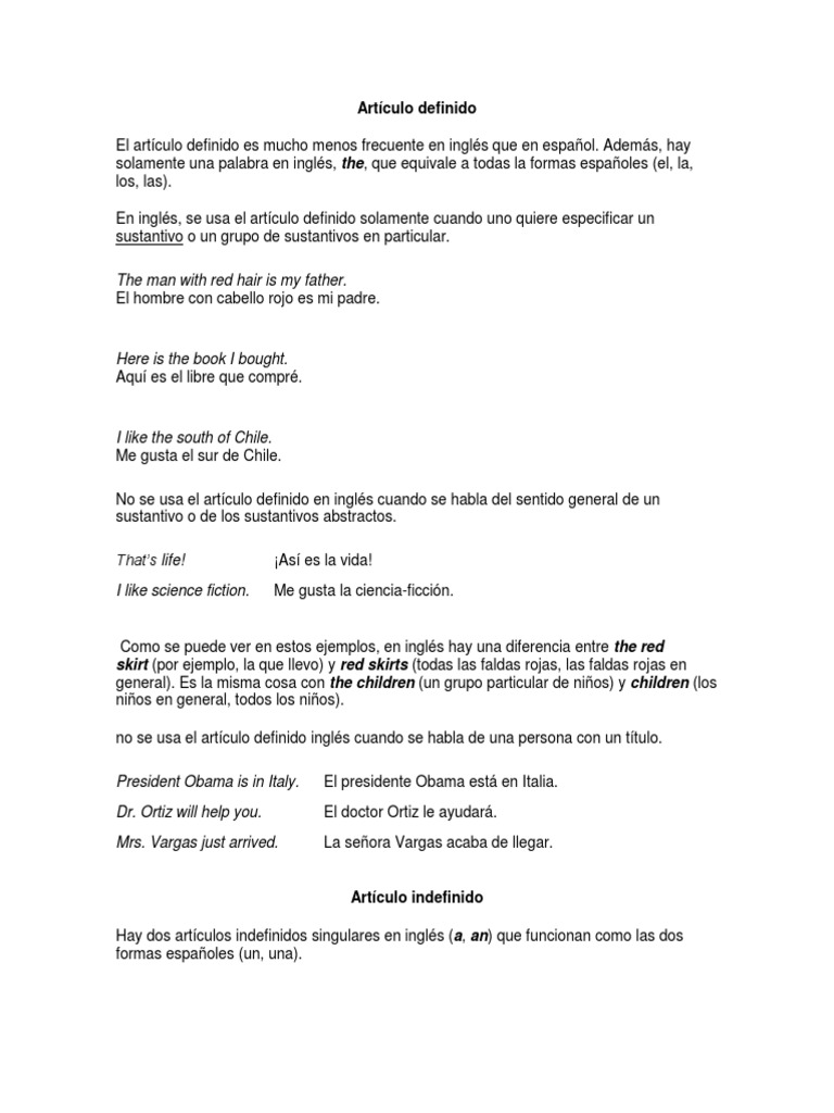 Articulo Definido e Indefinido | PDF | Sintaxis | Morfología Lingüística