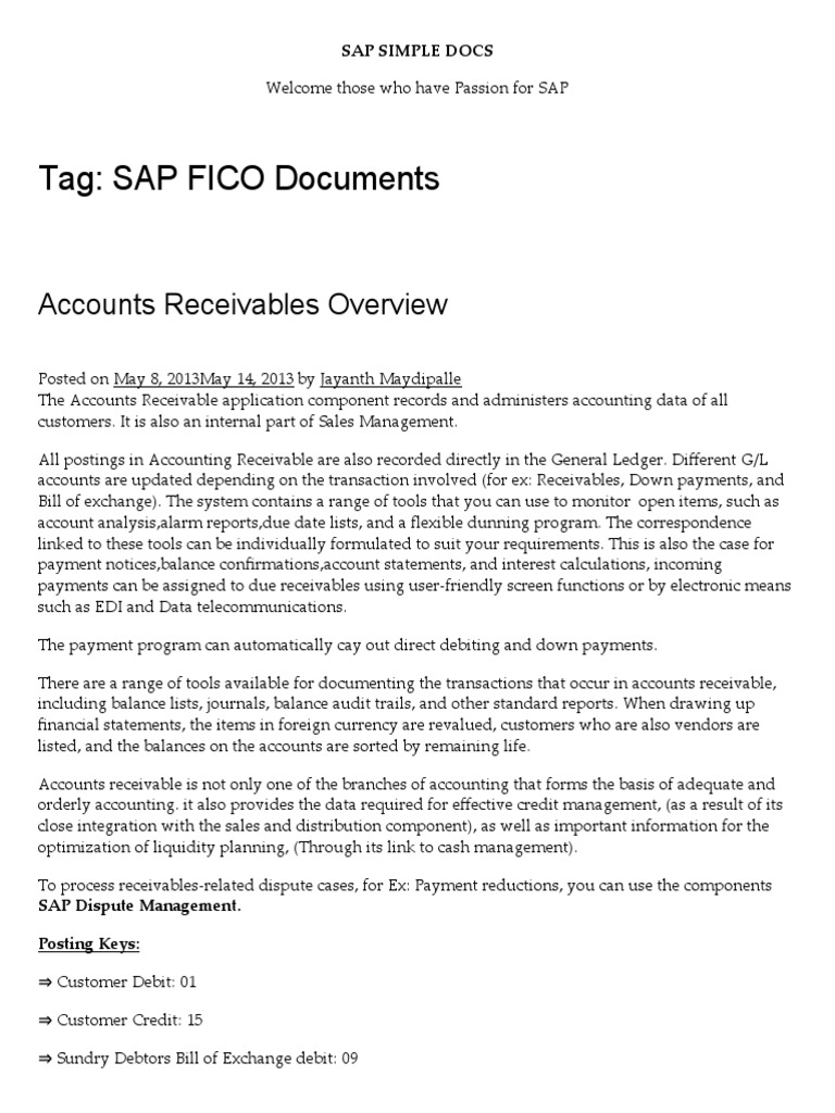 Sap Fico Documents - Sap Simple Docs | PDF | Debits And Credits ...