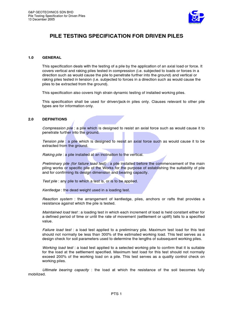 Pile Testing For Driven or Jack-In Pile PDF | PDF | Deep Foundation ...