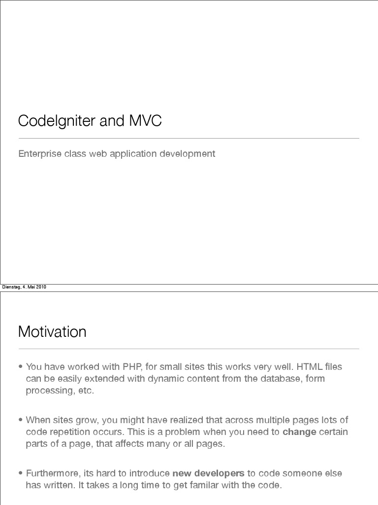 Codeigniter and MVC: Enterprise Class Web Application Development | PDF