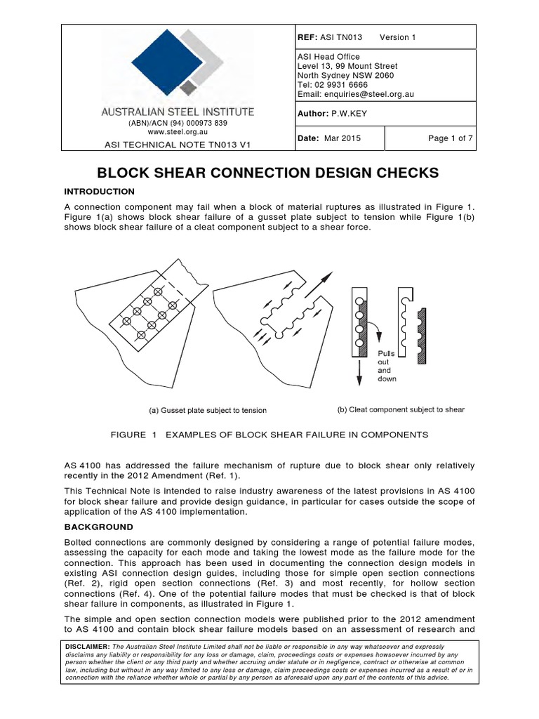 Block Shear Connection Design Checks PDF | PDF | Fracture | Shear Stress