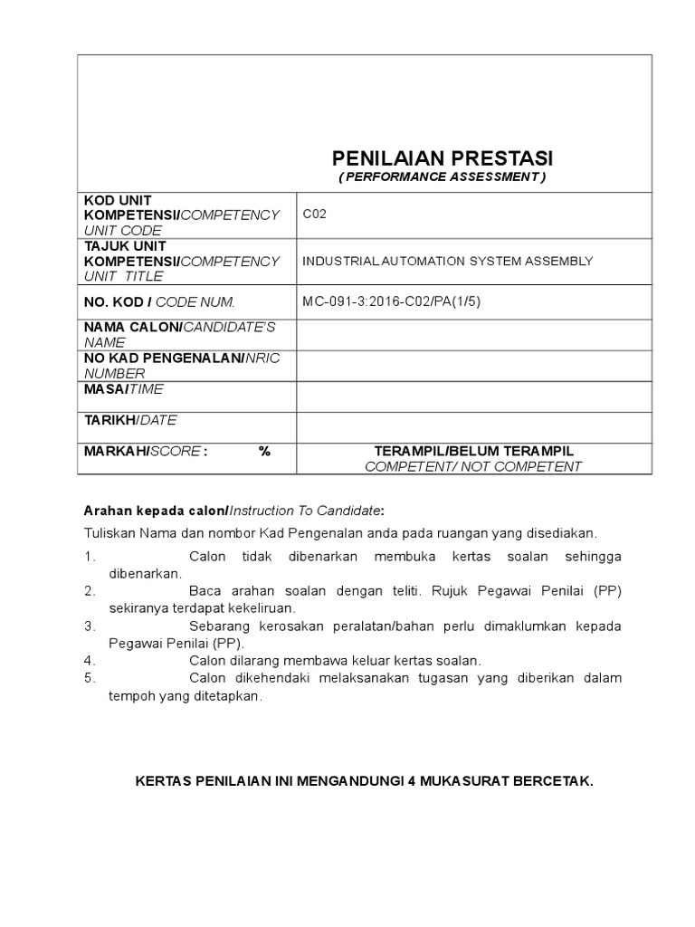 Penilaian Prestasi 1 - 5 | PDF