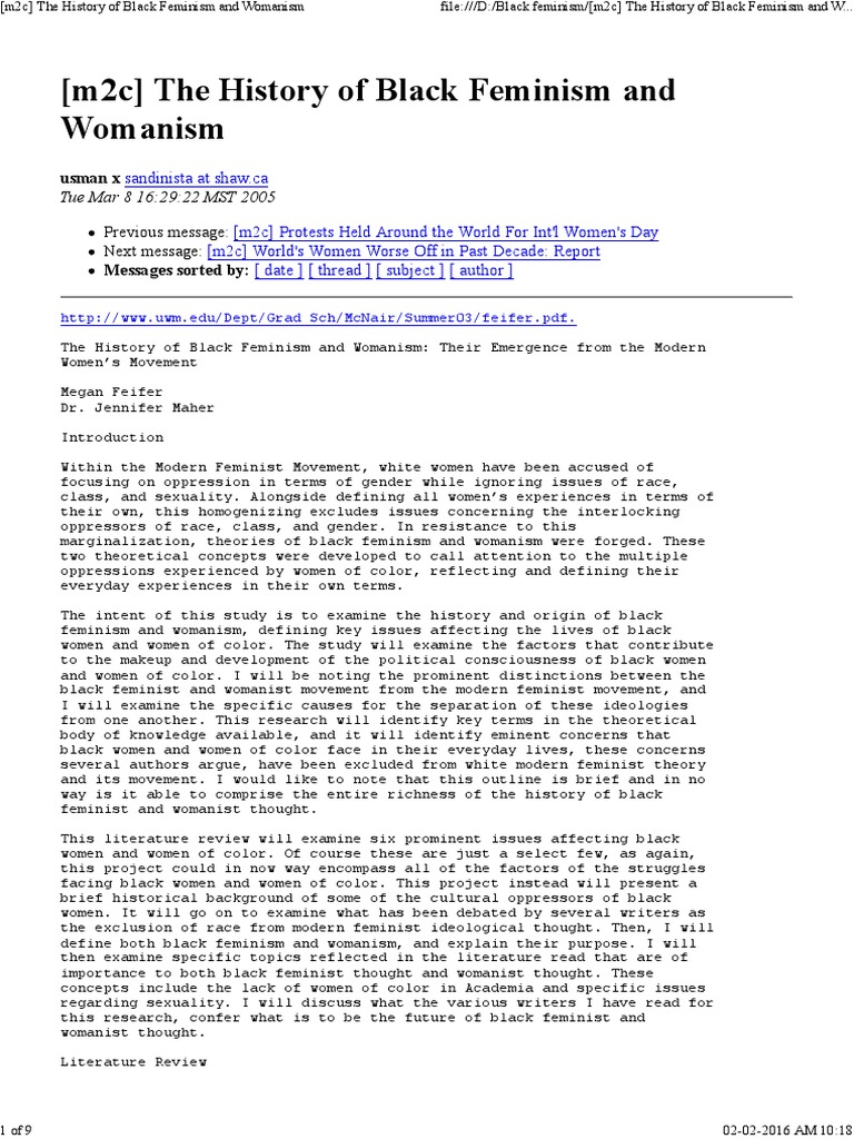 (m2c) The History of Black Feminism and Womanism | PDF | Black Feminism ...