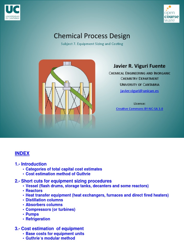 Equipment Sizing and Cost Estimation | PDF