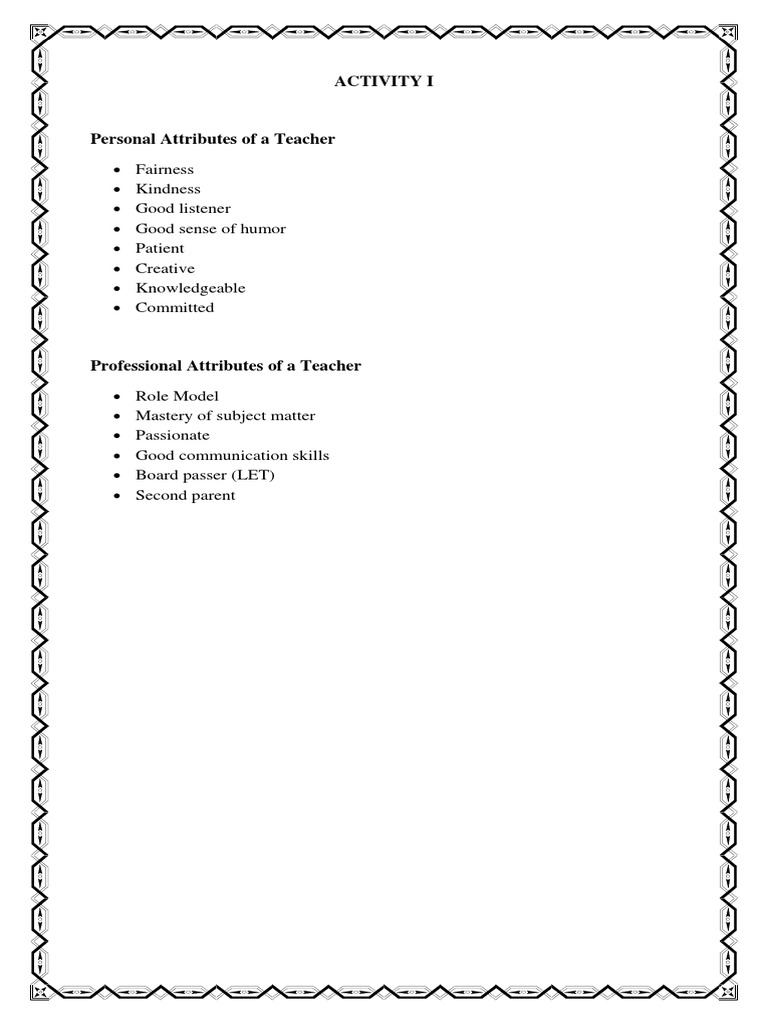 Personal Attributes of A Teacher | PDF