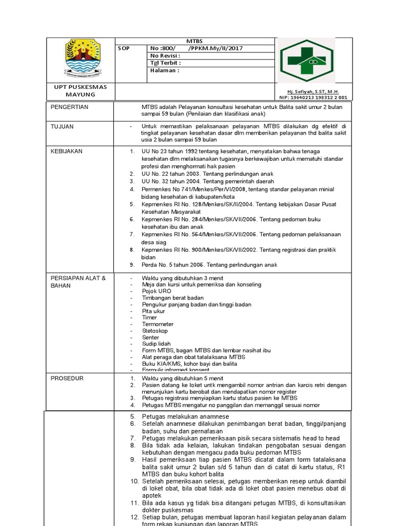 Sop Pelayanan Mtbs | PDF