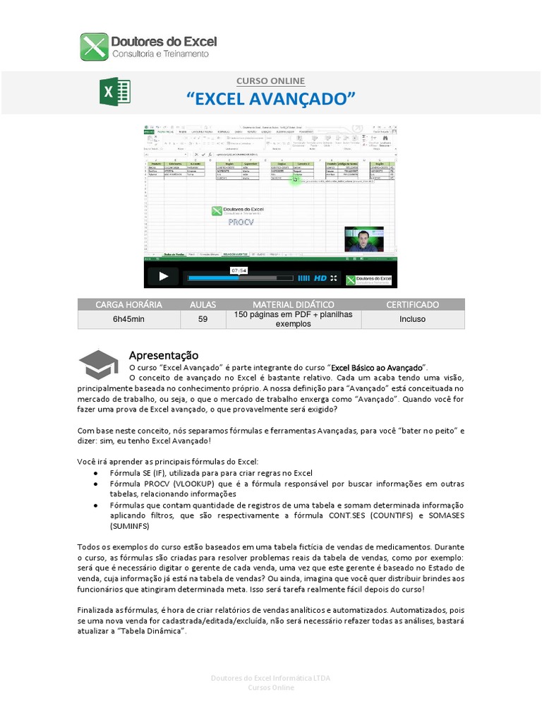 Excel Avancado PDF | PDF | Microsoft Excel | Planilha