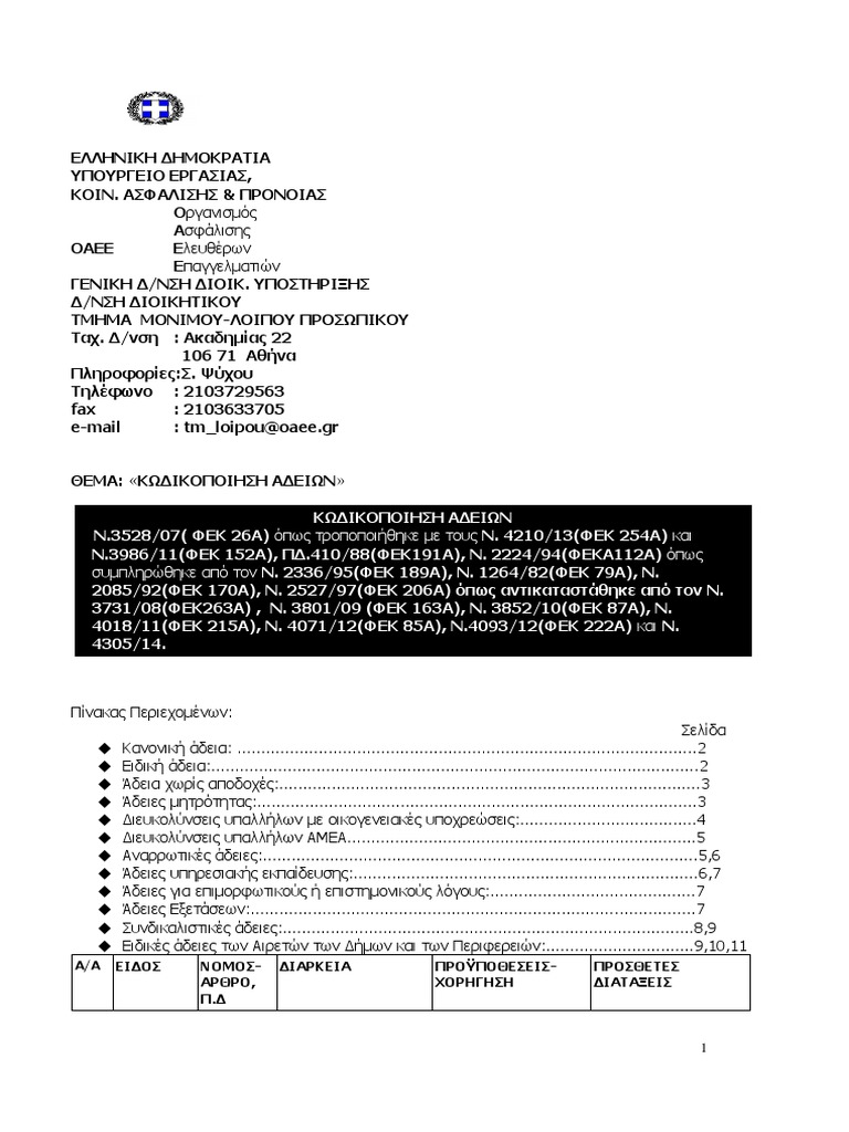 ΚΩΔΙΚΟΠΟΙΗΣΗ ΑΔΕΙΩΝ | PDF