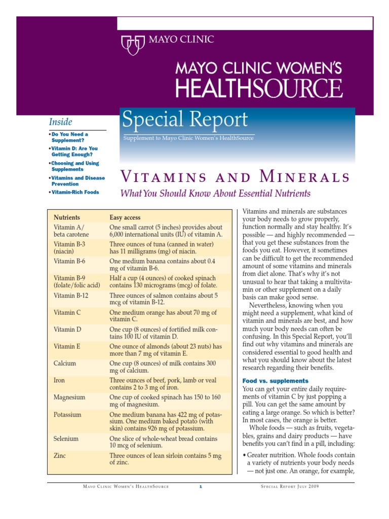 Special Report: Vitamins and Minerals | PDF | Vitamin | Vitamin D