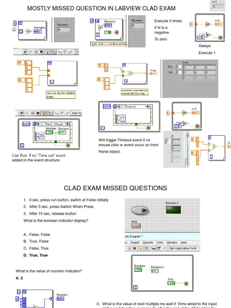 LabVIEW Mostly Missed Question in CLAD | PDF | Control Flow | Array Data Structure