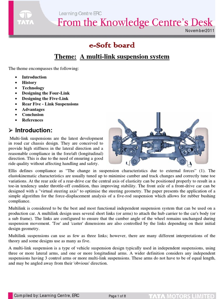 Multi-Link Suspension System Overview | PDF | Axle | Steering