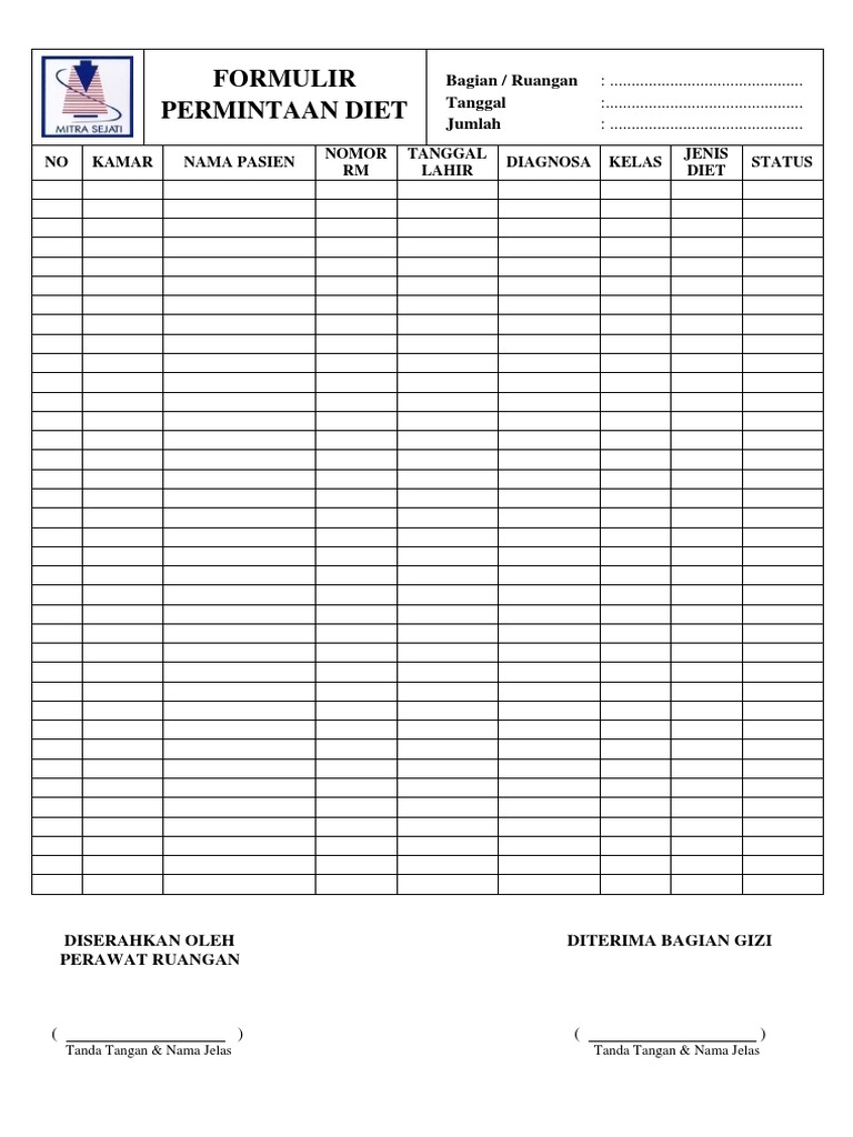 Formulir Permintaan Diet | PDF
