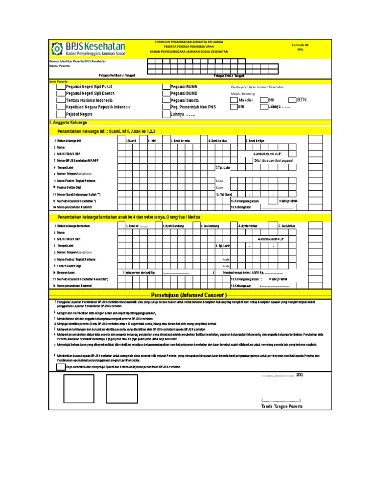 Form Penambahan Anggota Bpjs | PDF