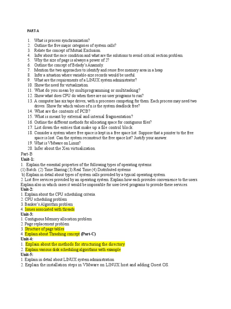 OS Model Important Questions | PDF | Scheduling (Computing) | Operating System
