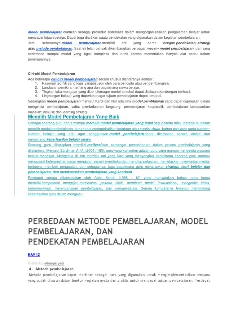 Model Pembelajaran | PDF