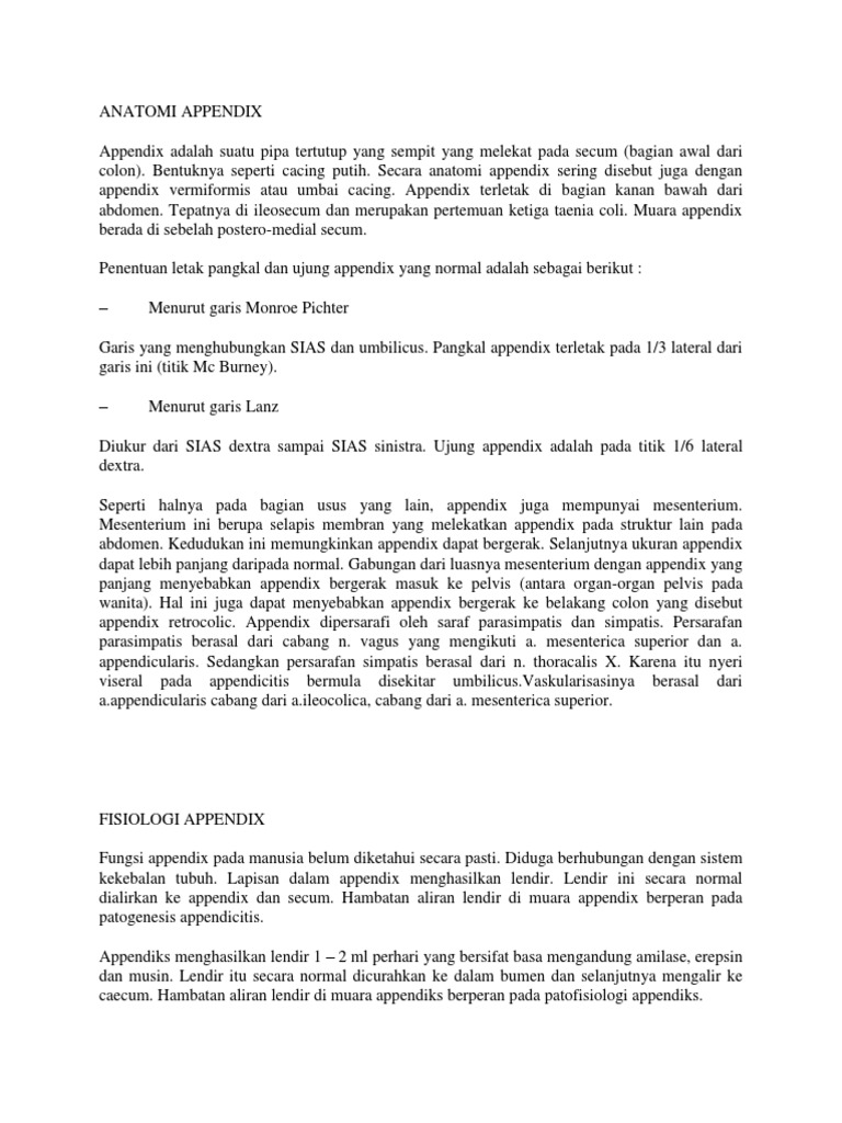 Anatomi dan Fisiologi Appendix Manusia | PDF