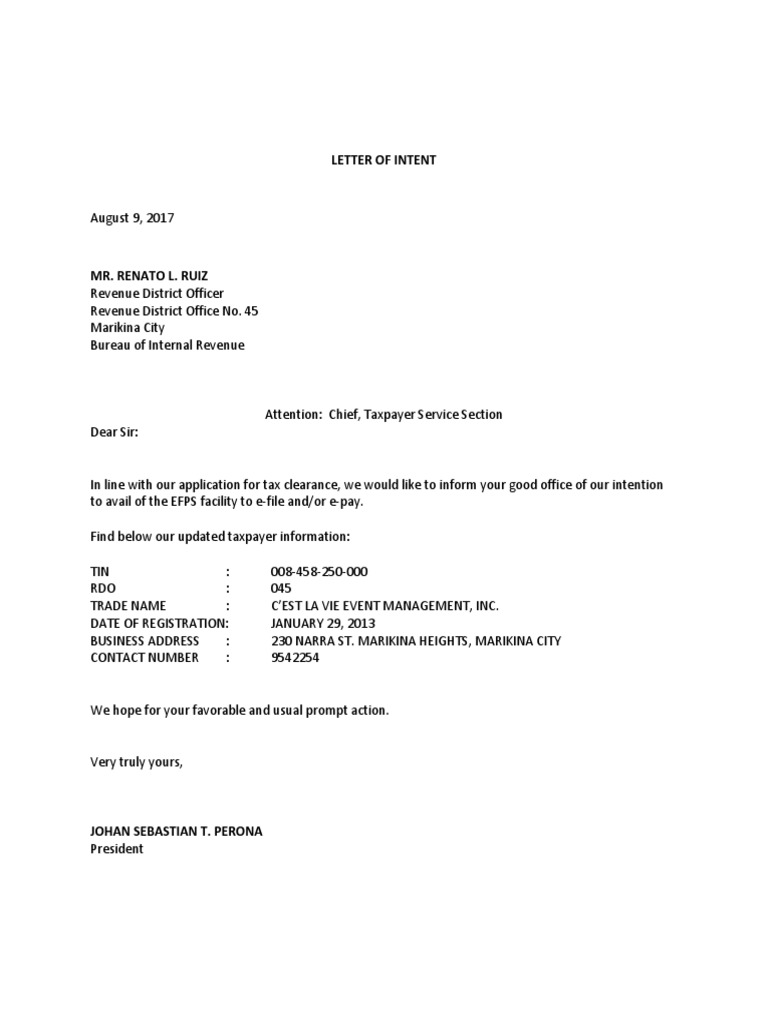 Letter of Intent-Bir | PDF