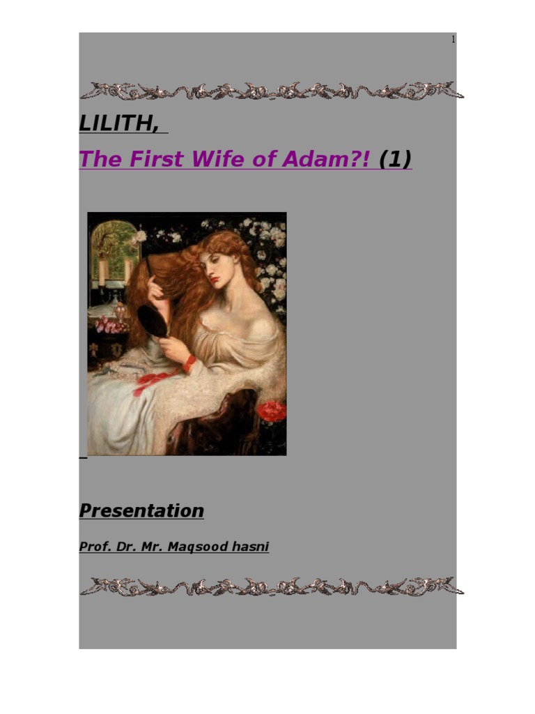 Adam, Lilith - 1st Wife | PDF